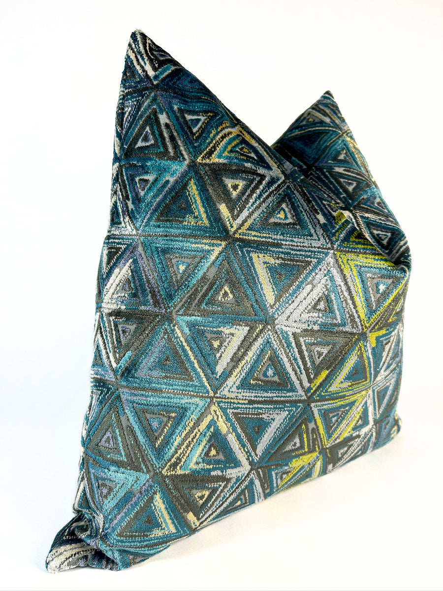 Teal and Lime Triangles Pillow Cover – Love, Ravin Collection